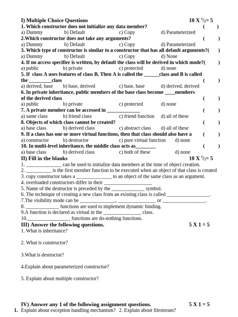 BSC MPCs Ist Year 2nd Sem 2nd Internal CPP | PDF | Class (Computer ...