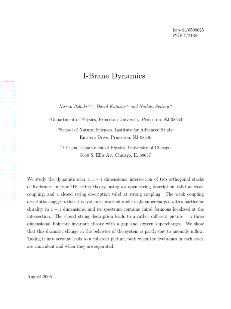 I-Brane Dynamics in String Theory | PDF | Gauge Theory | String Theory