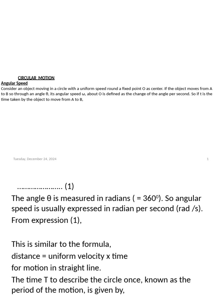 Circular Motion | PDF | Angle | Acceleration