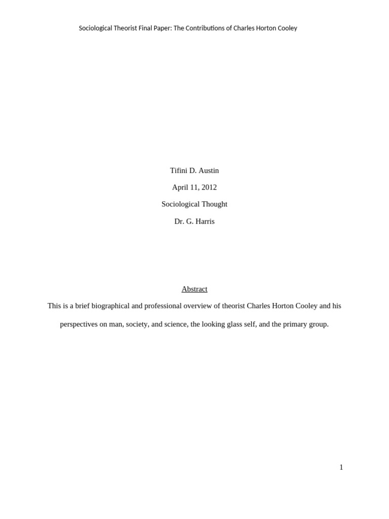 STFP Charles Horton Cooley | PDF | Sociology | Thought