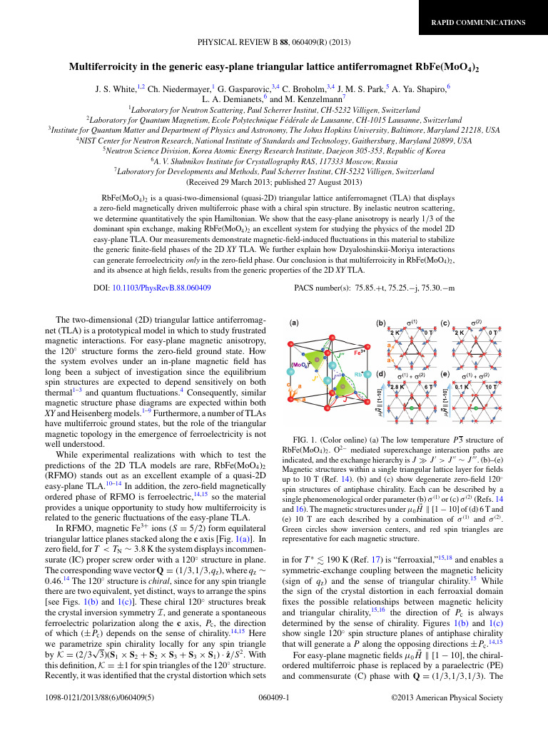 White-2013-Multiferroicity in The Generic Easy-Plane - (Published Version) | PDF | Materials ...