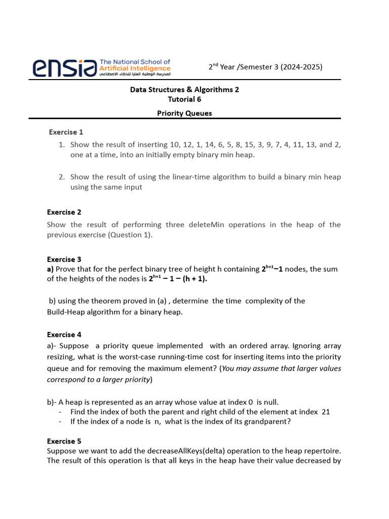 Y2 - DSA2 - Tutorial 6 - 2024 | PDF