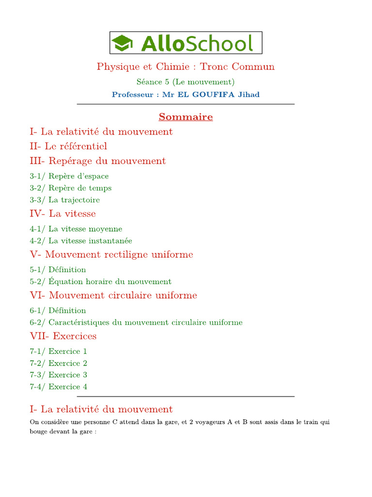 Seance 5 Le Mouvement | PDF