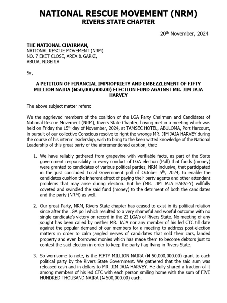 Nrm Rivers State Chapter | PDF