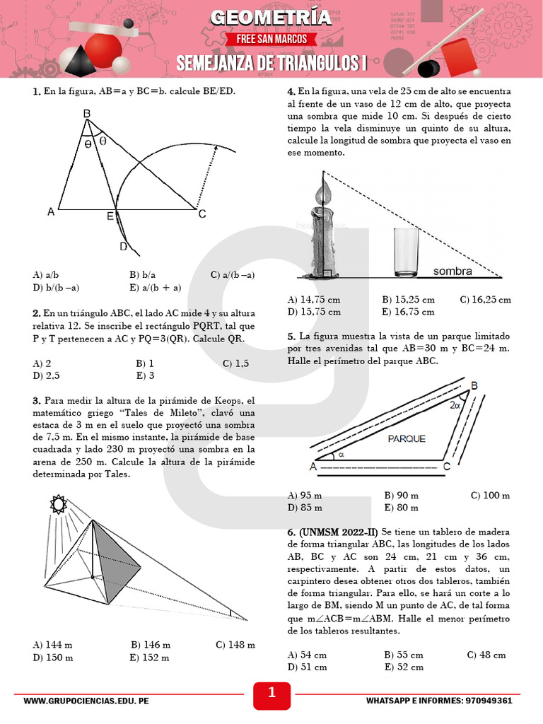 Semejanza de Triangulos I - Geometría | PDF | Triángulo | Geometría del plano euclidiano