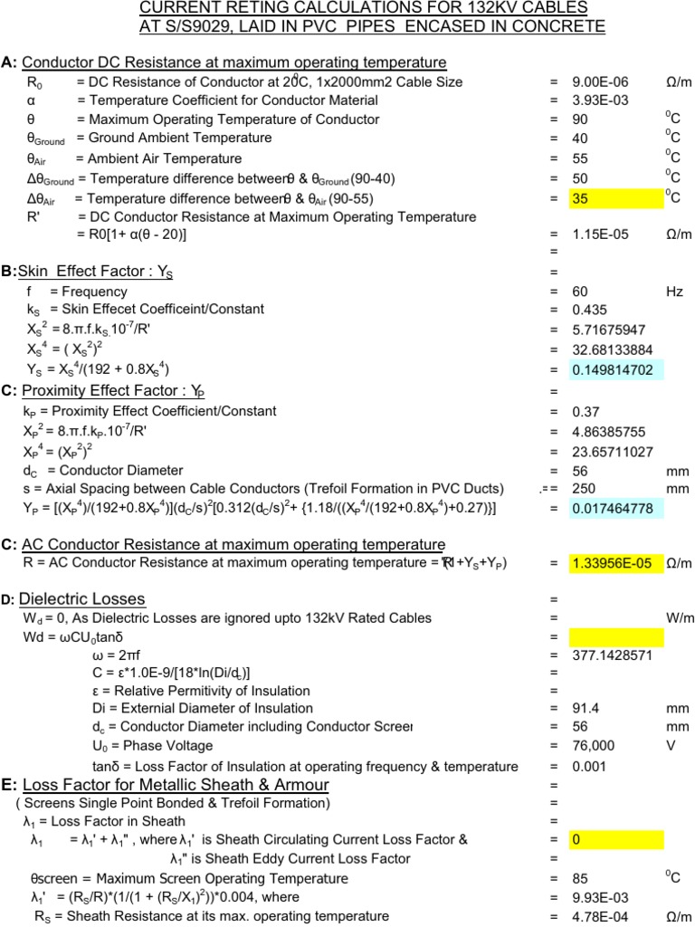 132kv Cables For Transformer Feeder, Cables in Duct at 9029 | PDF