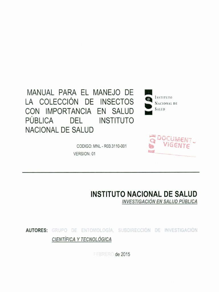 Manual para El Manejo de La Colección de Insectos Mnl-r03.3110-001 ...