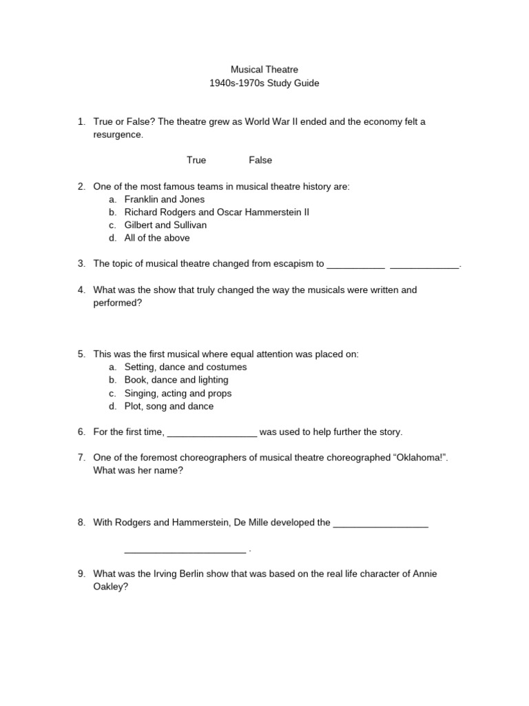 Musical Theatre History Guide | PDF | Musical Theatre | Performing Arts