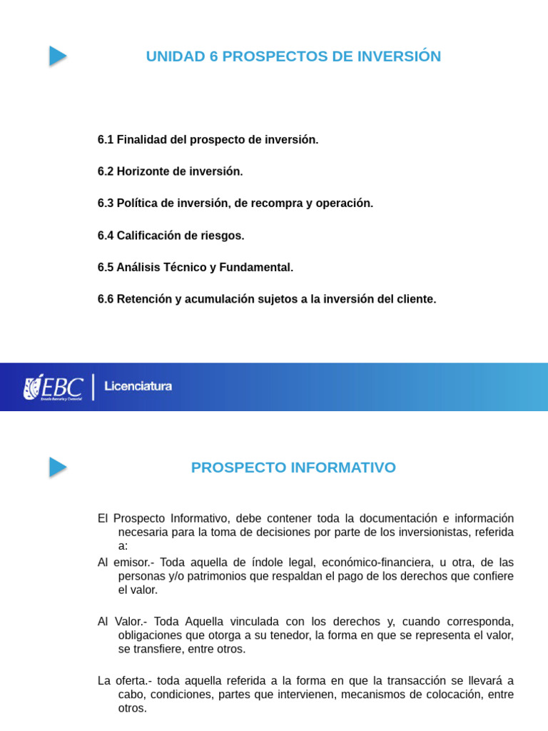 Unidad 6 Prospectos de Inversión | PDF | Compartir (Finanzas) | Fondo de inversión