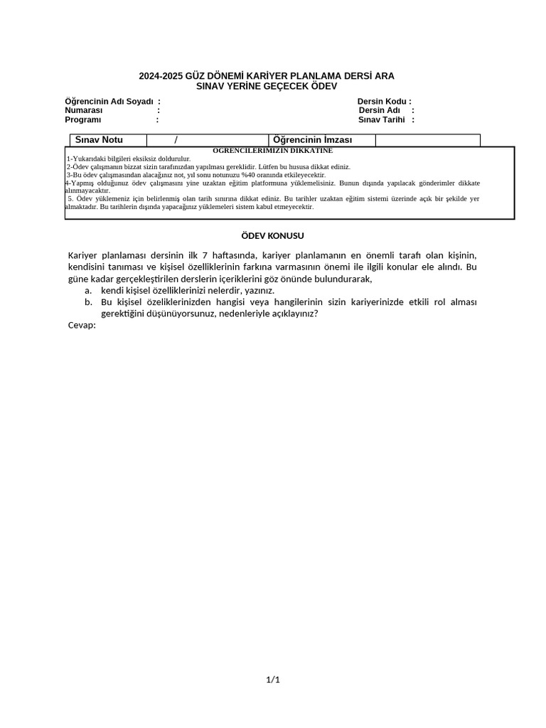 Slbqzhu3r1d0clmwsvvqrfayowhauqkariyer Planlama Odev Vize | PDF