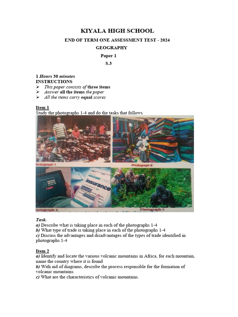 Geography S.3 Exams | PDF
