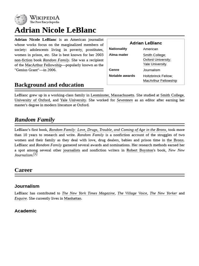 Adrian Nicole LeBlanc | PDF