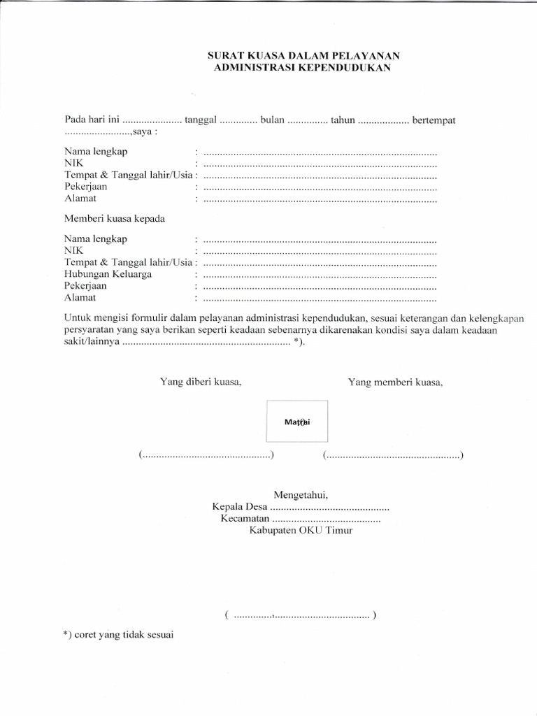 Surat Kuasa Capil | PDF