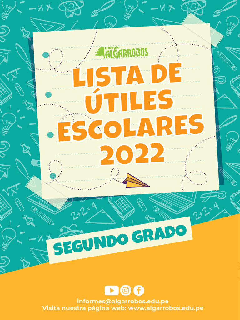 Lista Útiles Escolares 2do Grado 2022 | PDF | Tecnicas artisticas | Color
