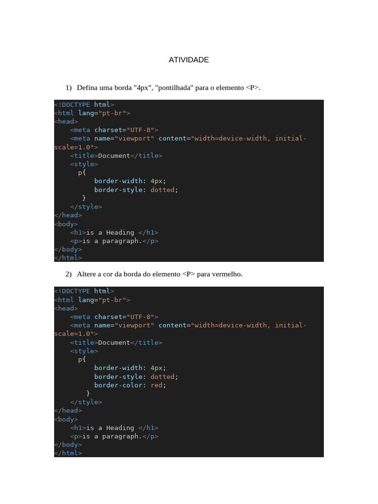 Atividade de Css | PDF