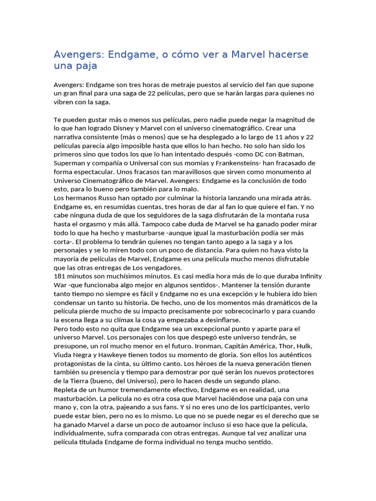 Avengers Endgame | PDF | Comics Marvel