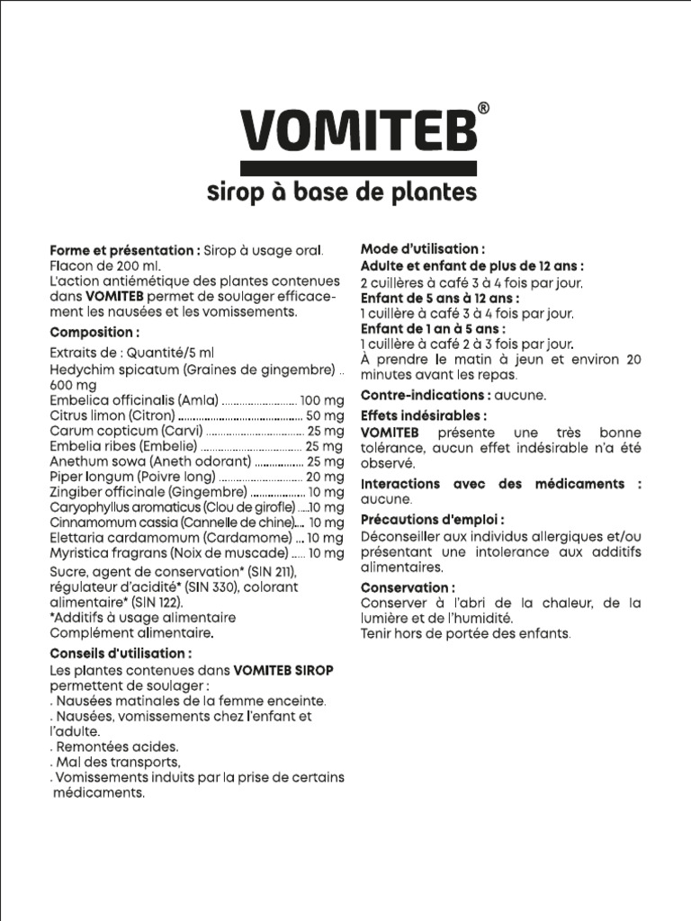 Vomiteb Sirop | PDF