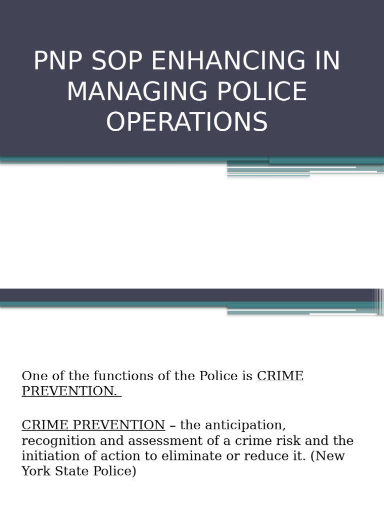 Pnp-sop-in-managing | PDF | Police | Police Officer