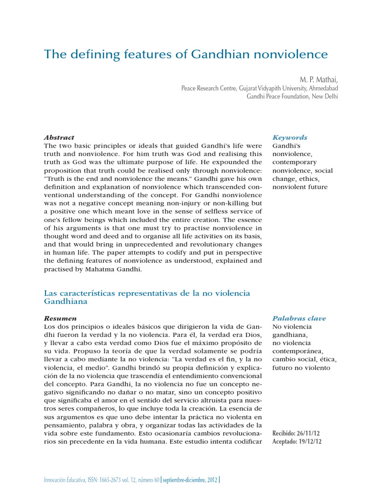 The Defining Features of Gandhian Nonviolence | PDF | Nonviolence | Mahatma Gandhi