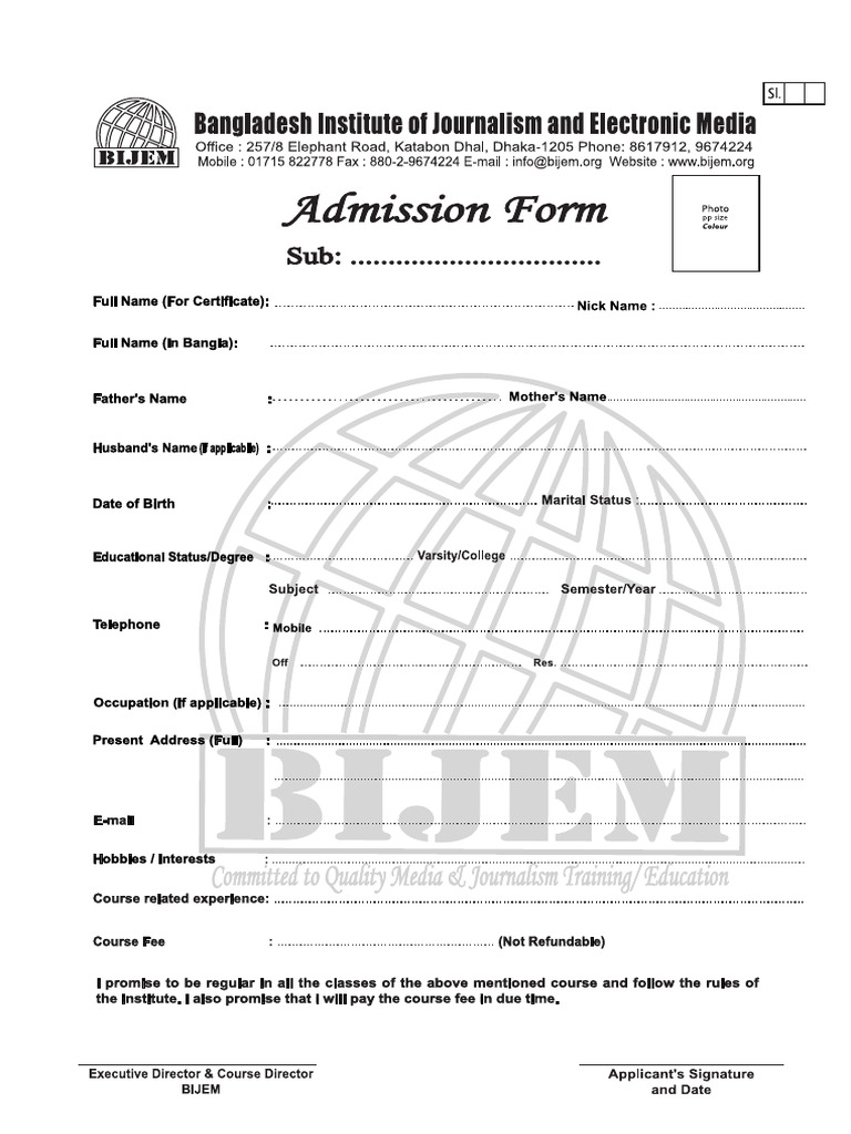 Admission Form | PDF