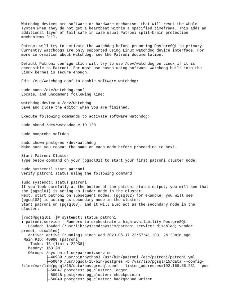 Configure WatchDog | PDF | Postgre Sql | Computer Cluster