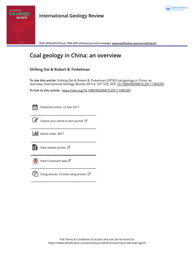 Coal Geology in China An Overview | PDF | Coal | China