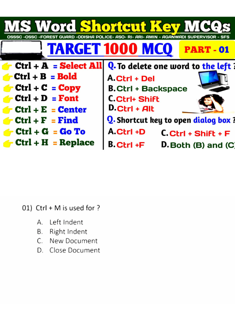 Ms Word Shortcut Key - (Part - 01) | PDF