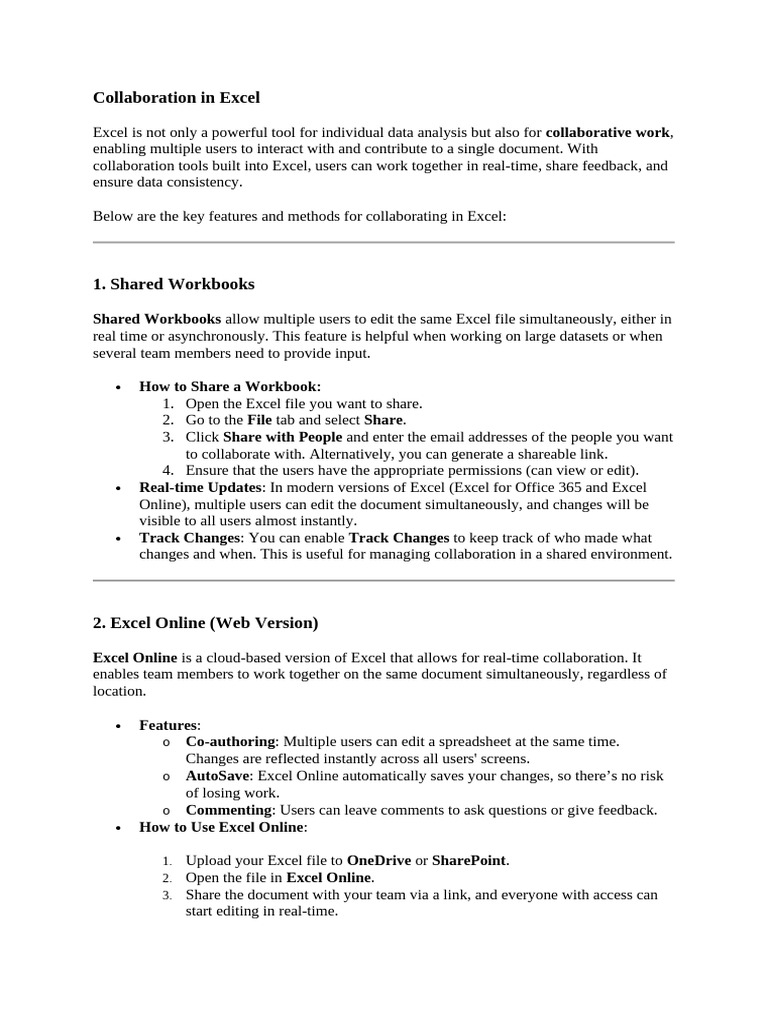 Collaboration in Excel | PDF | Microsoft Excel | Share Point