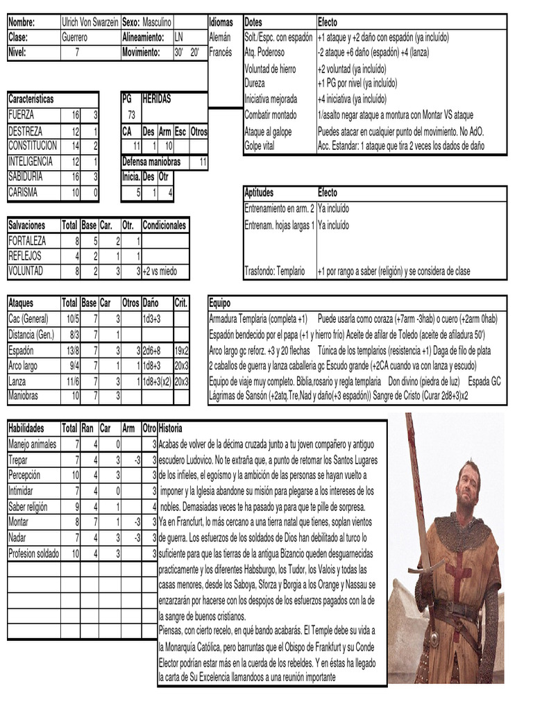 Ficha de Personajes: Ulrich y Ludovic | PDF
