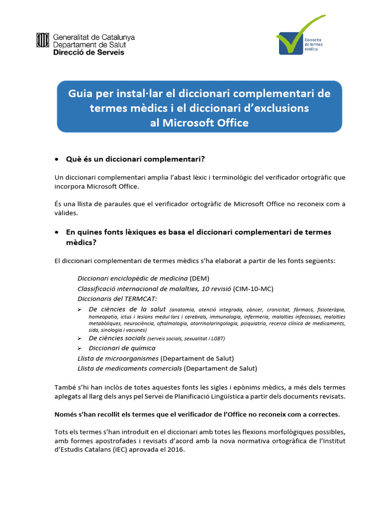 Guia Per Instalúlar El Verificador Ortogr Fic Mšdic Al Microsof Office ...