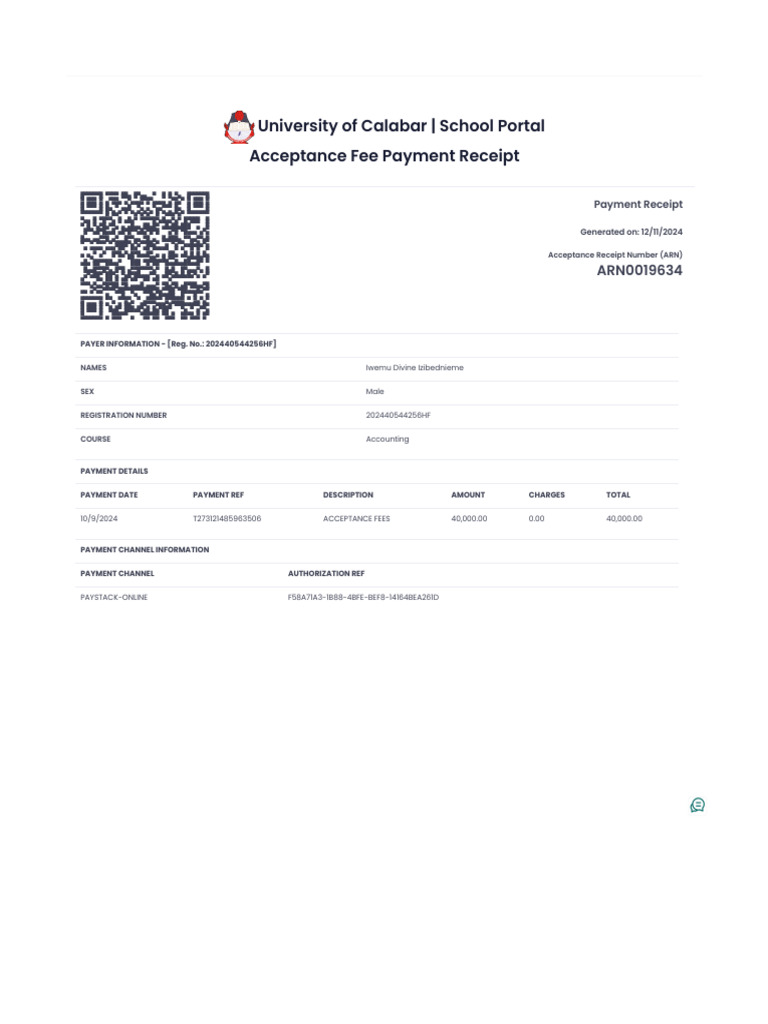 Acceptance Fees Payment Receipt | PDF | Payments | Receipt
