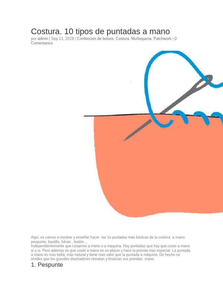 10 Tipos de Puntadas A Mano | PDF
