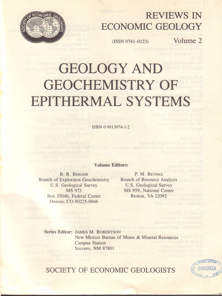 Geology and geochemistry of epithermal systems | PDF | Water | Silicon ...
