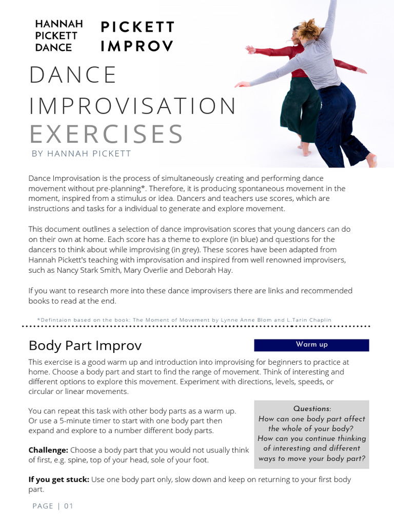 Dance Improvisation Scores for Young People Hannah Pickett | PDF ...