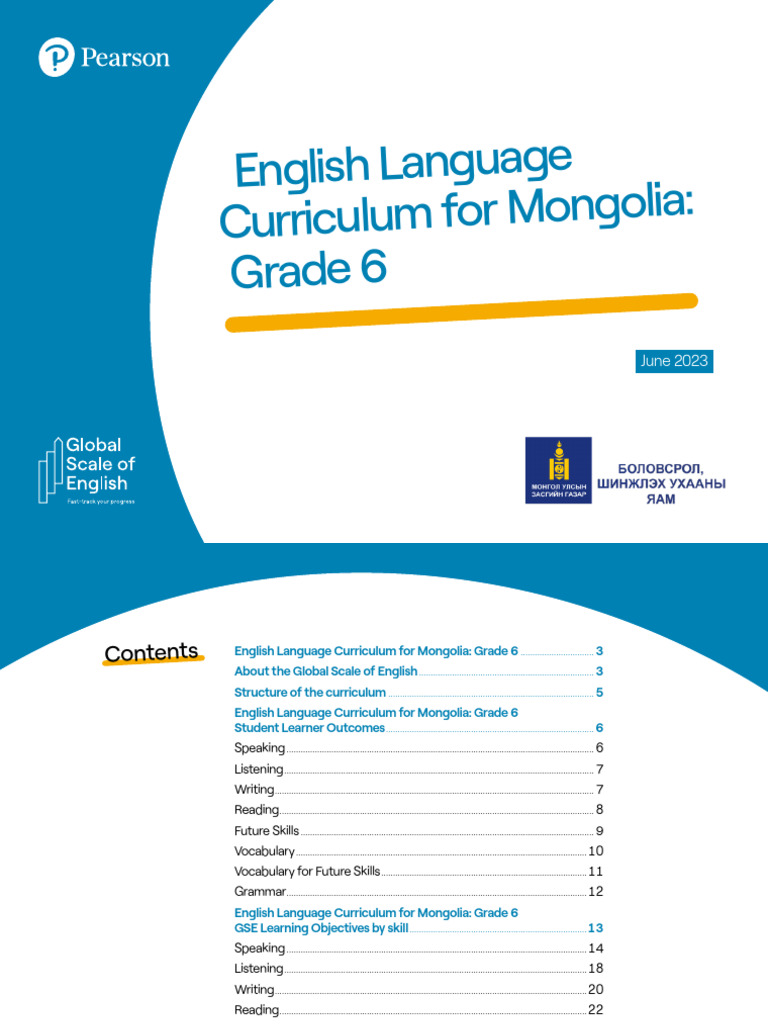 Curriculum - Mongolia - Grade-6 FINAL | PDF | Information | Curriculum