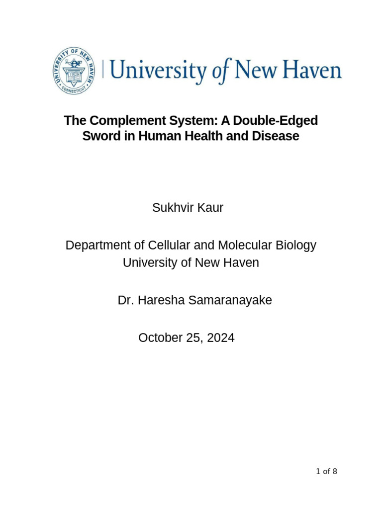 Complement System Review Paper | PDF | Complement System | Immune System