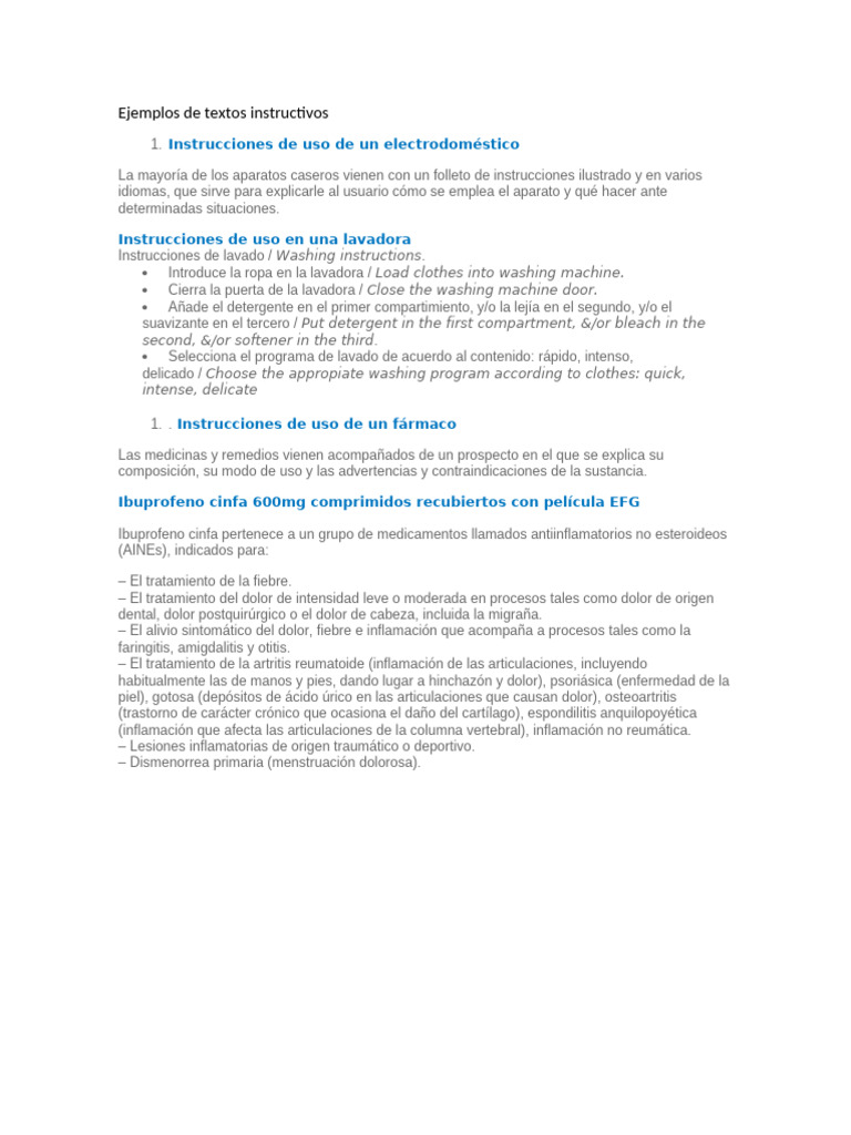 Ejemplos de Textos Instructivos | PDF