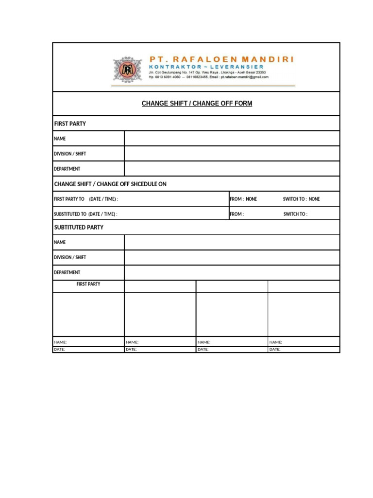 1 - Change Shift Form Rafaloen | PDF