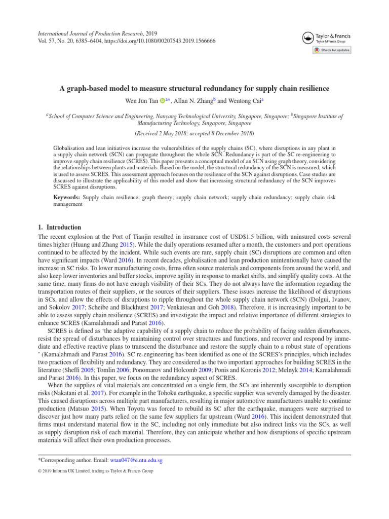 A Graph-based Model to Measure Structural Redundancy for Supply Chain Resilience | PDF | Supply ...