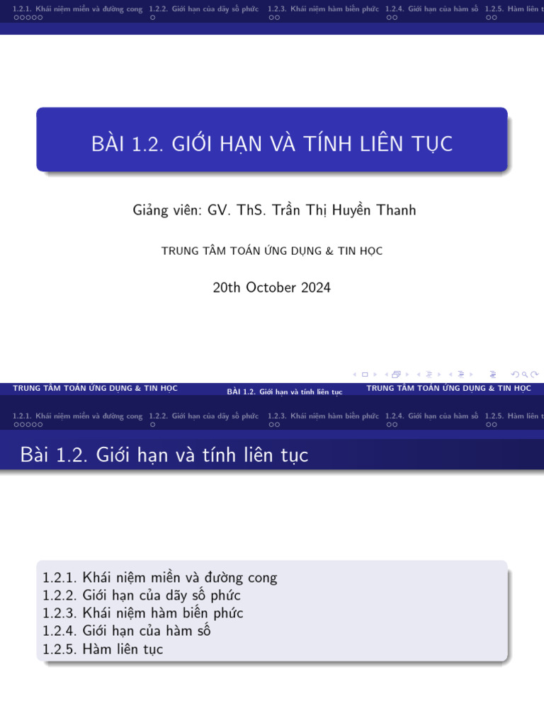 Bài 1.2. Gi I H N Và Tính Liên T C | PDF