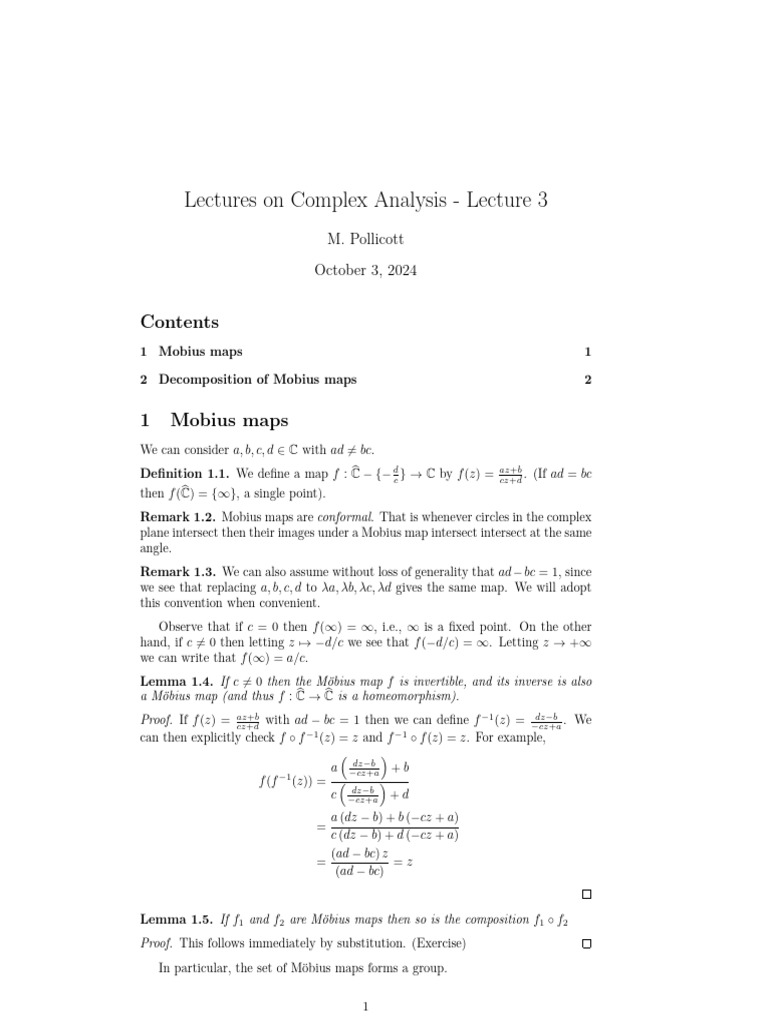 Complexanalysis Lecture3 2024 | PDF | Differential Geometry | Functions And Mappings