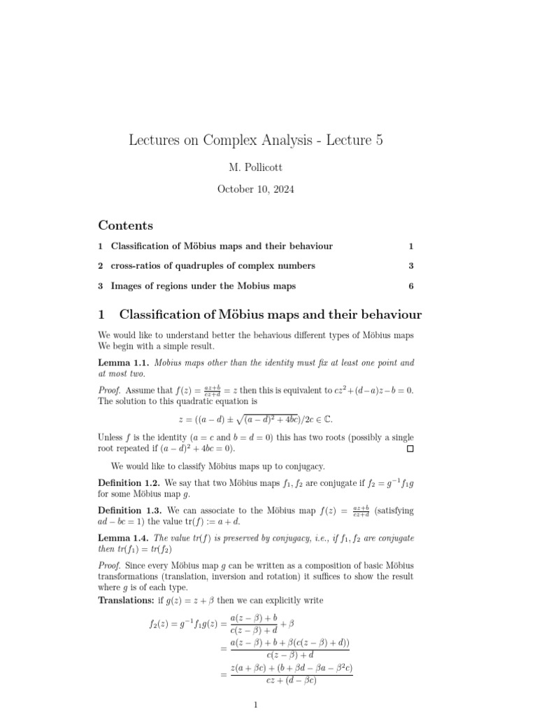 Complexanalysis Lecture5 2024 | PDF | Mathematical Objects | Mathematics