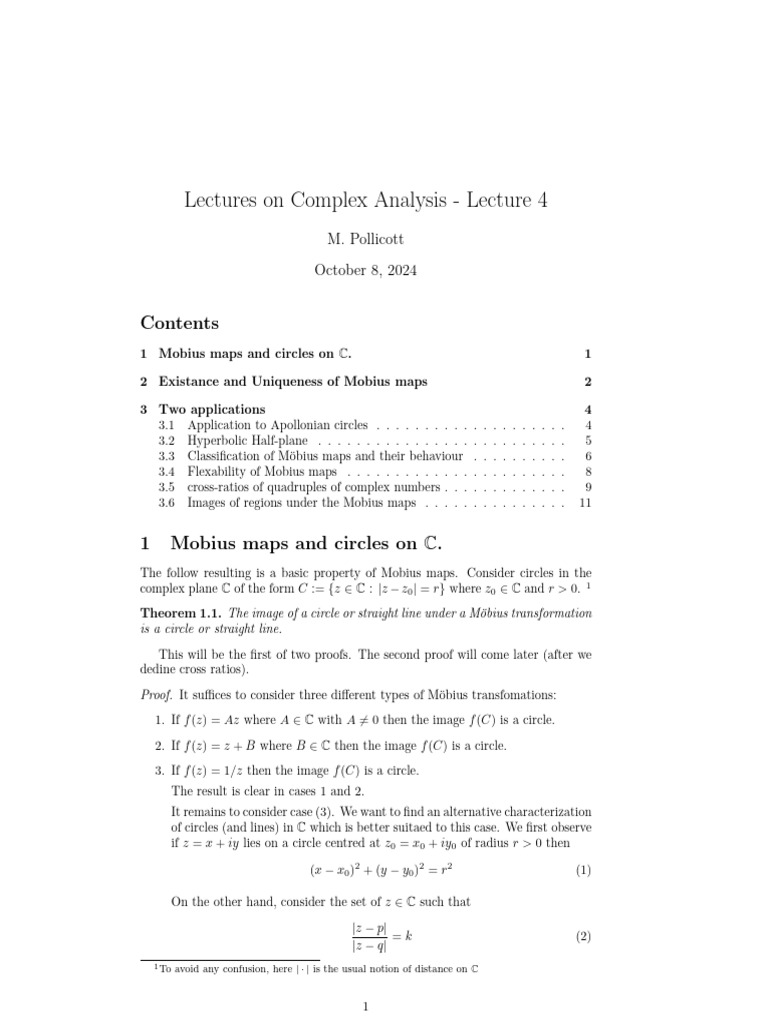 Complexanalysis Lecture4 2024 | PDF | Classical Geometry | Mathematical Analysis