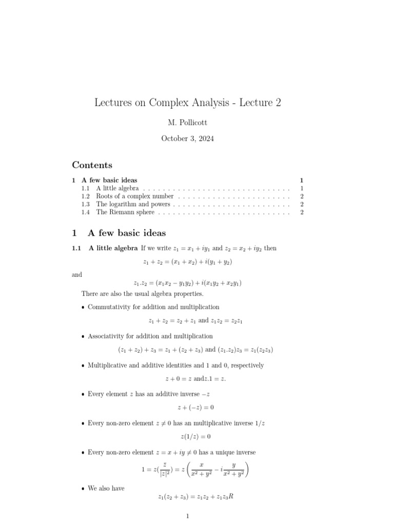 Complexanalysis Lecture2 2024 Pdf Topology Mathematical Objects
