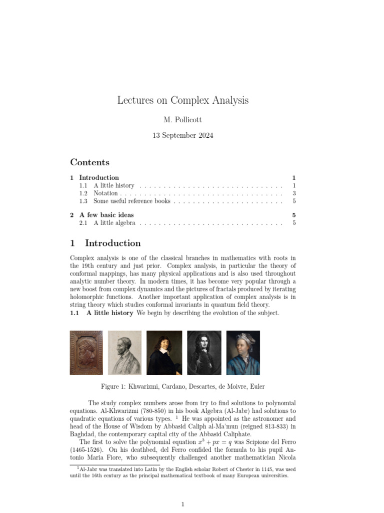Complexanalysis Lecture1 2024 | PDF | Complex Analysis | Integral