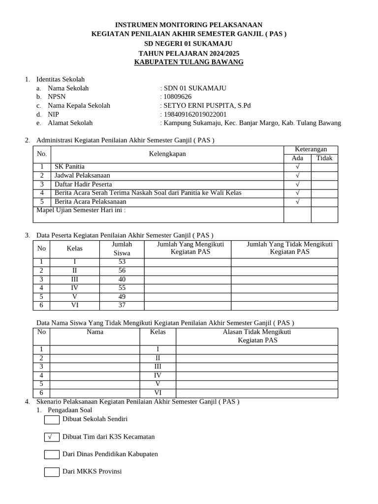 INSTRUMEN MONITORING STS | PDF