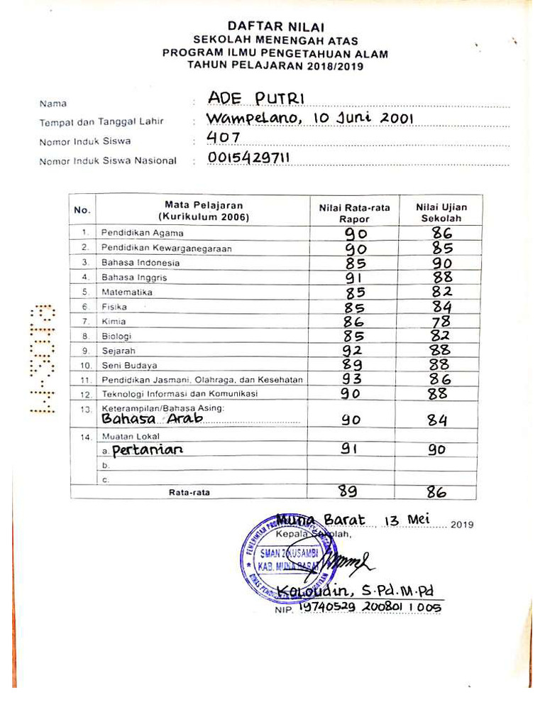 Transkrip Ade Putri | PDF