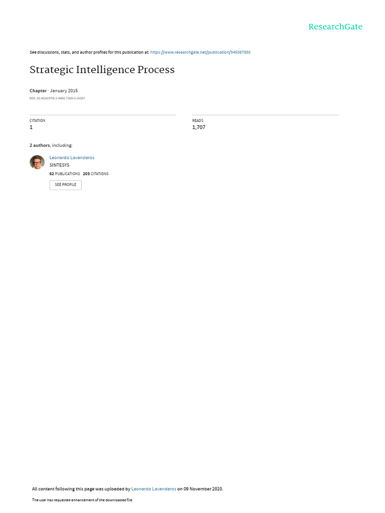 Strategic Intelligence Process | PDF | Scientific Method | Knowledge