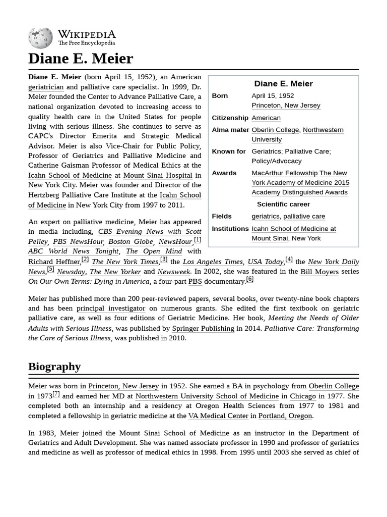 Diane_E._Meier | PDF | Health Sciences | Health Care