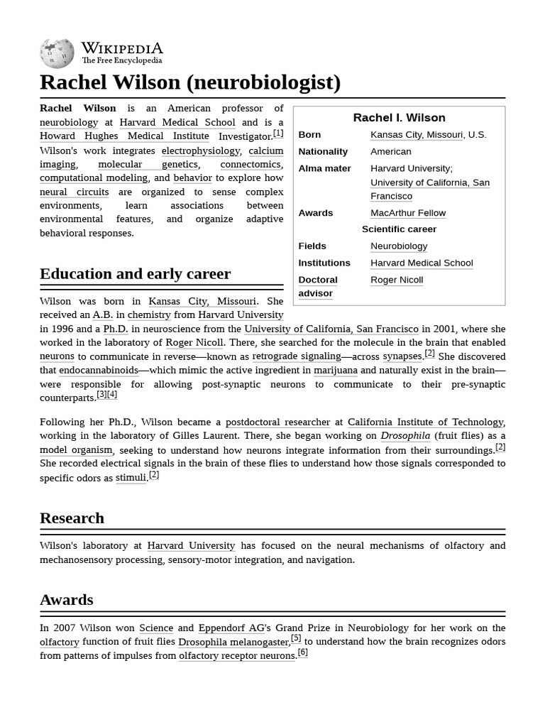 Rachel Wilson (Neurobiologist) | PDF | Neurophysiology | Physiology